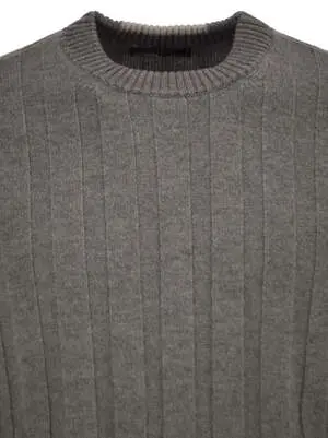 Peserico Wool And Cashmere Ribbed Jumper - Gray