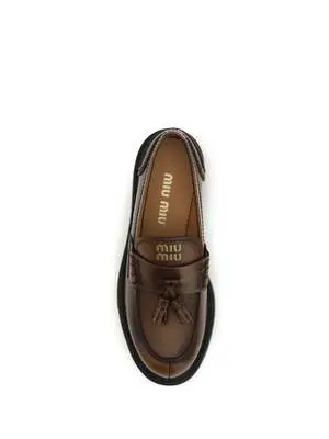 Miu Miu Smooth Leather Tassel Loafers