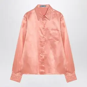 Prada Coral-coloured Shirt In Silk Blend - Multicolor