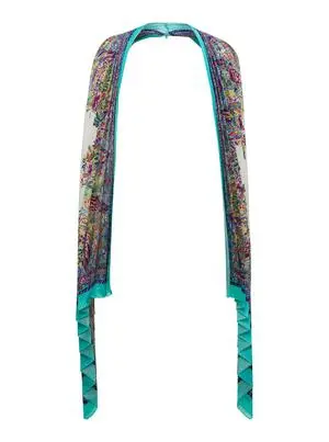 Etro Light Blue Pleated Shawls In Silk - Multicolor