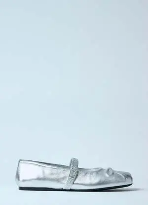 Marni Leather Mary Jane Shoes - Silver