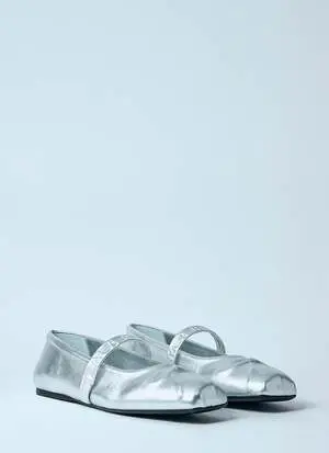 Marni Leather Mary Jane Shoes - Silver