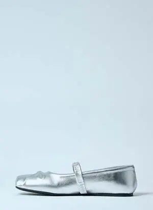 Marni Leather Mary Jane Shoes - Silver