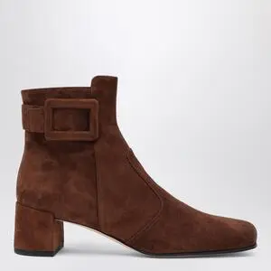 ROGER VIVIER Très Vivier Ankle Boots In Suede - Brown