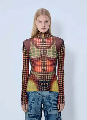 JEAN PAUL GAULTIER Re-edition The Dots Mesh Top - Brown