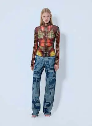 JEAN PAUL GAULTIER Re-edition The Dots Mesh Top - Brown