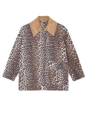 GANNI Leopard Print Midi Jacket - Multicolor