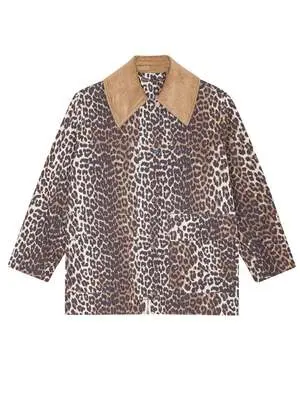 GANNI Leopard Print Midi Jacket - Multicolor
