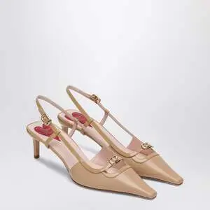 ROGER VIVIER Desert Leather Decolletes Slingback Viv Canard - Cream