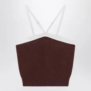 Prada Top In Wool And Cashmere - Brown