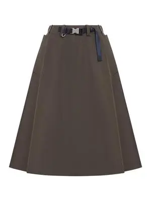 Prada Wide Skirt In Technical Canvas - Green
