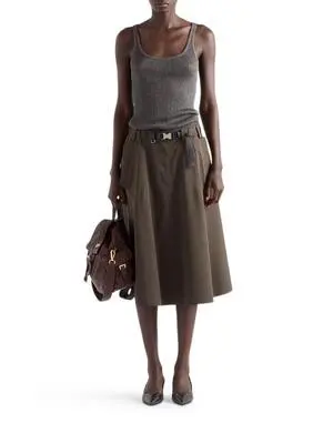Prada Wide Skirt In Technical Canvas