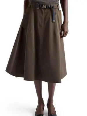 Prada Wide Skirt In Technical Canvas