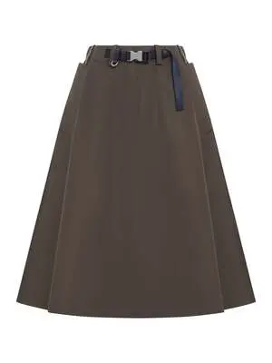 Prada Wide Skirt In Technical Canvas - Green