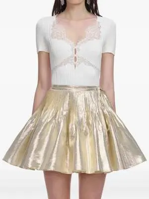 SELF-PORTRAIT Lace Trim Knit Top