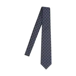 Gucci Jacquard Silk Tie With Clamp - Blue