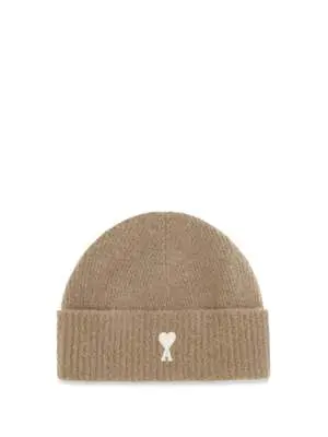 AMI Paris De Coeur Wool Beanie - Cream