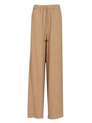 Max Mara Genero Wide-leg Washed Silk Trousers - Brown