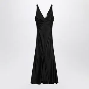 Sportmax Long Dress In Satin - Black