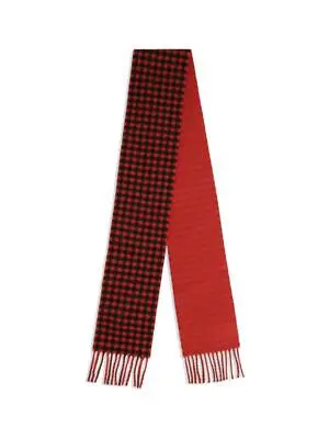 AMI Paris De Coeur Checked Wool Scarf - Red