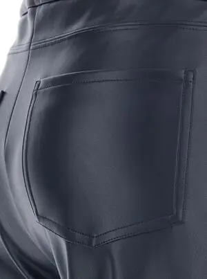 Max Mara S 'sublime' Dark Blue Pants With Flared Leg In Eco Leather - Multicolor