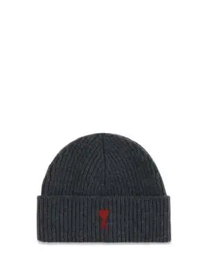 AMI Paris Quota De Coeur Wool Beanie - Gray