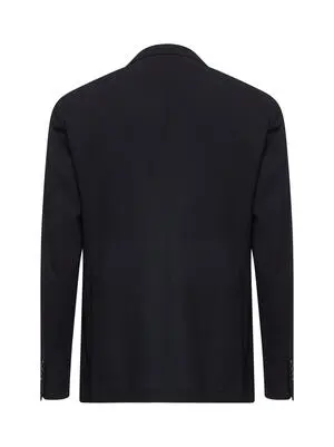 Tagliatore Blue Stretch Virgin Wool Montecarlo Blazer - Multicolor