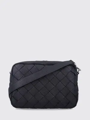 Bottega Veneta Intrecciato Grained Leather Crossbody Bag - Black