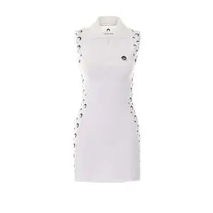 MARINE SERRE Athleisure Polo Mini Dress With Moon Insert - White