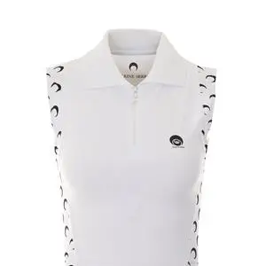 MARINE SERRE Athleisure Polo Mini Dress With Moon Insert