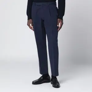 SANTANIELLO Navy Cotton And Cashmere Trousers - Blue