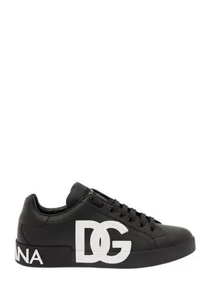 Dolce & Gabbana Portofino Leather Sneakers - Black