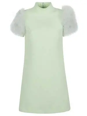 Valentino Garavani Feathered Wool And Silk Dress - Multicolor