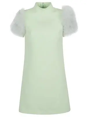 Valentino Garavani Feathered Wool And Silk Dress - Multicolor
