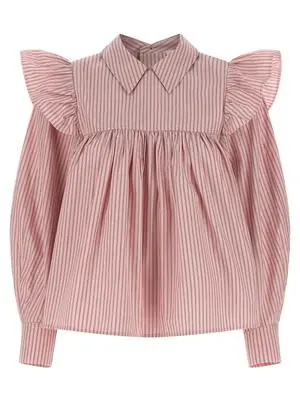 GANNI Striped Blouse - Pink