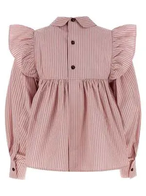 GANNI Striped Cotton Blouse