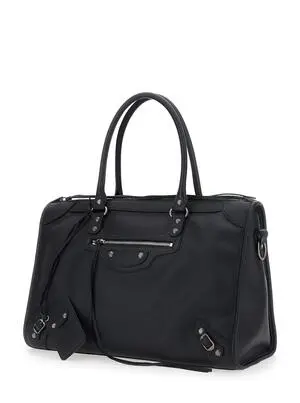 Balenciaga Le City' Large Grained Leather Handbag With Adjustable Shoulder Strap - Multicolor