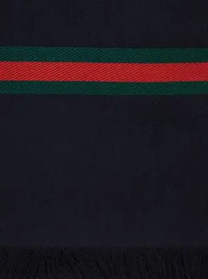 Gucci Blue Scarf With Web Detail In Silk Twill For