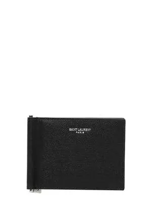 Saint Laurent Wallet With Logo On The Front In Black Leather For