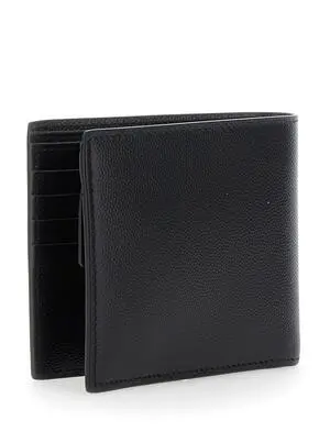 Saint Laurent Bi-fold Wallet 'monogram' With Logo Lettering On The Front In Black Leather For - Multicolor