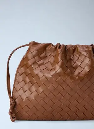 Bottega Veneta Intrecciato Woven Leather Drawstring Pouch - Brown