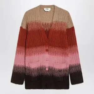 Fendi Multicoloured Mohair And Wool Cardigan - Brown