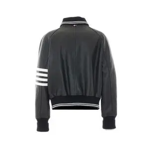 Thom Browne Oversized Leather Bomber With 4-bar
