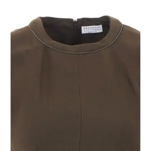 Brunello Cucinelli Viscose And Linen T-shirt Dress - Brown
