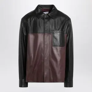 Loewe Burgundy Leather Overshirt - Black