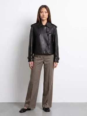 Burberry Mayfair Cropped Leather Trench Jacket