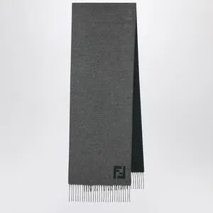 Fendi Grey/green Wool And Cashmere Scarf - Gray