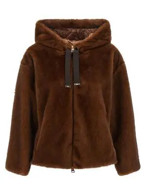 Herno Faux Fur Bomber Jacket - Brown