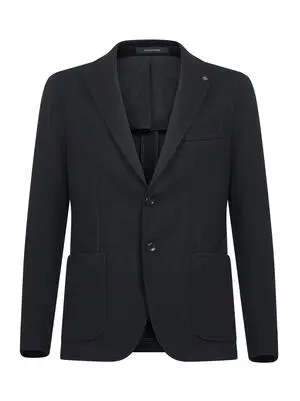 Tagliatore Black Jersey Montecarlo Single-breasted Blazer - Multicolor