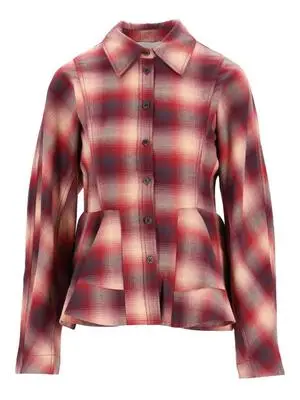 GANNI Checked Flannel Shirt - Red